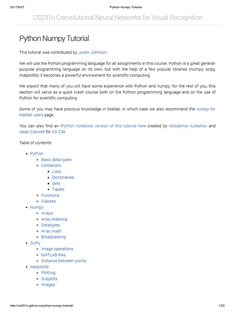 深度学习 Numpy 基础 | PDF | Matrix (Mathematics) | Python (Programming Language)
