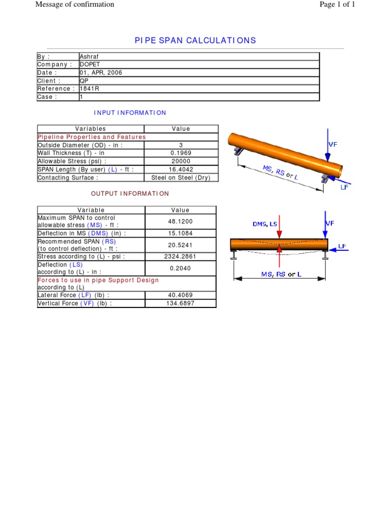 Pipe Span Calculation Results and Analysis | PDF | Technology & Engineering