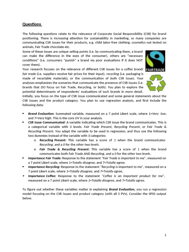 Exercise - Regression Compications | PDF | Corporate Social ...