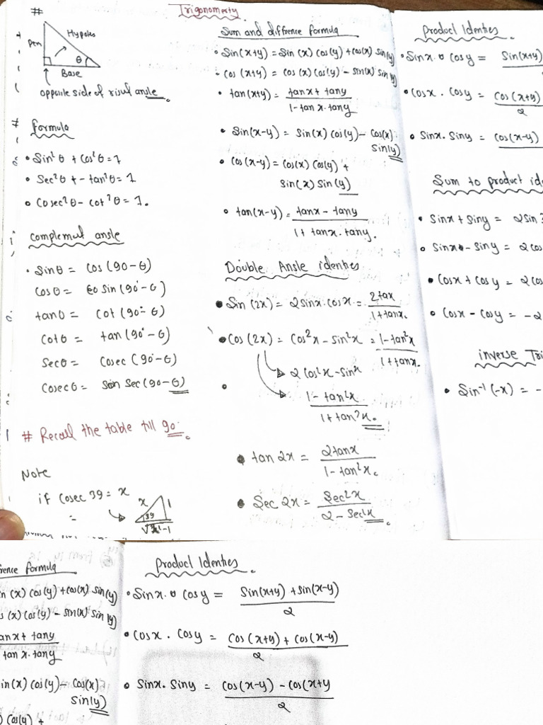 Basic Trigonometry Formula | PDF
