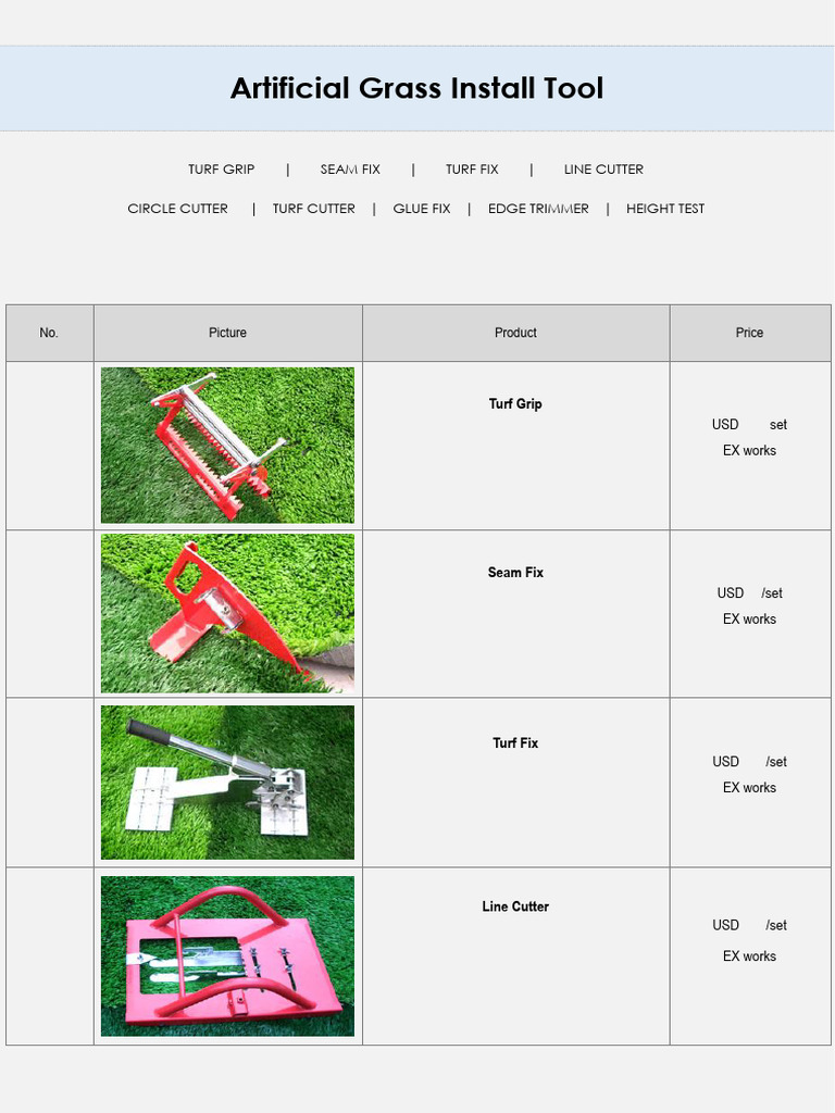 Artificial Grass Installation Tools | PDF | Adhesive
