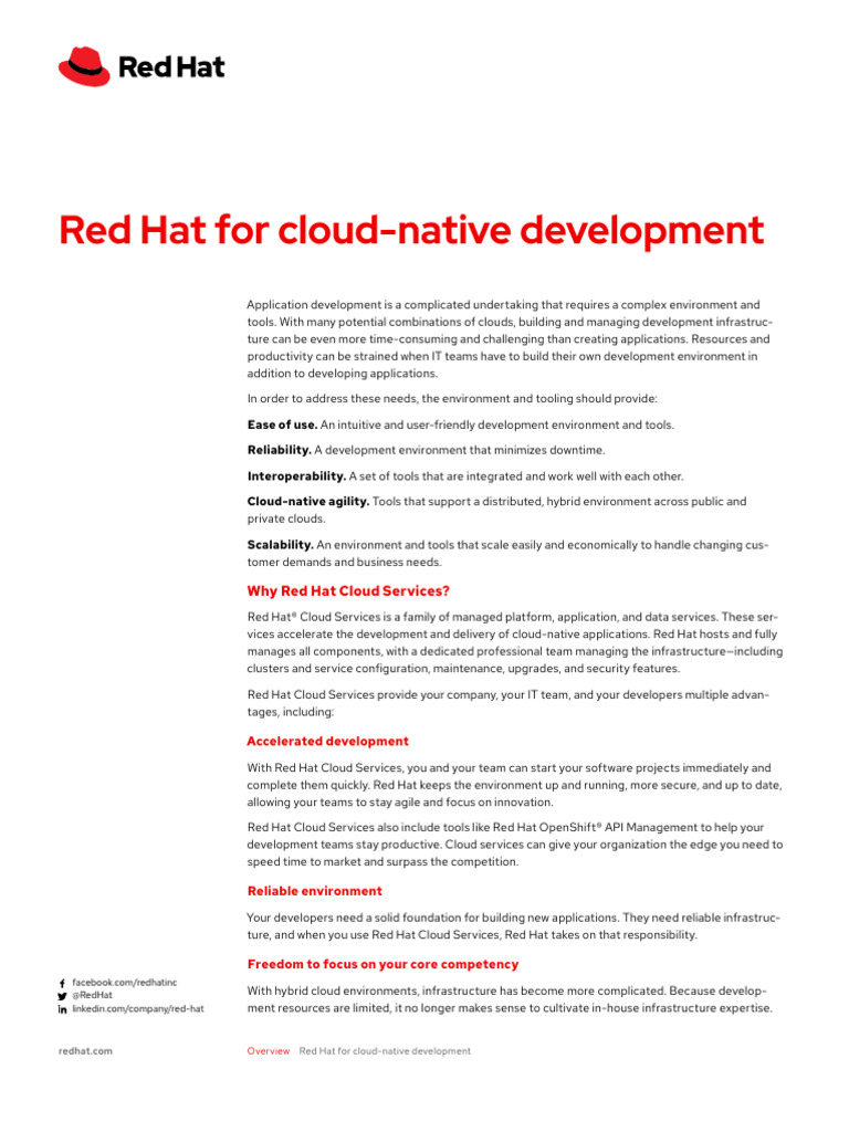 Red Hat Cloud Services for Developers | PDF | Cloud Computing | Red Hat