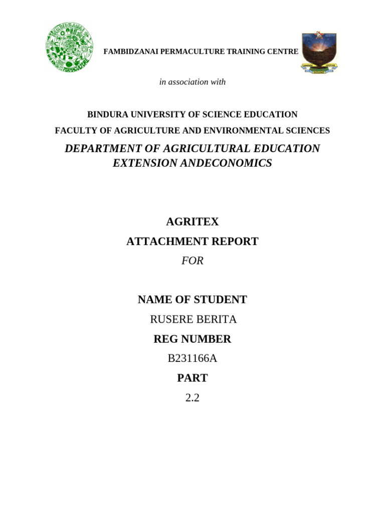 Agritex Sustainable Agriculture Report | PDF | Agriculture | Agroecology