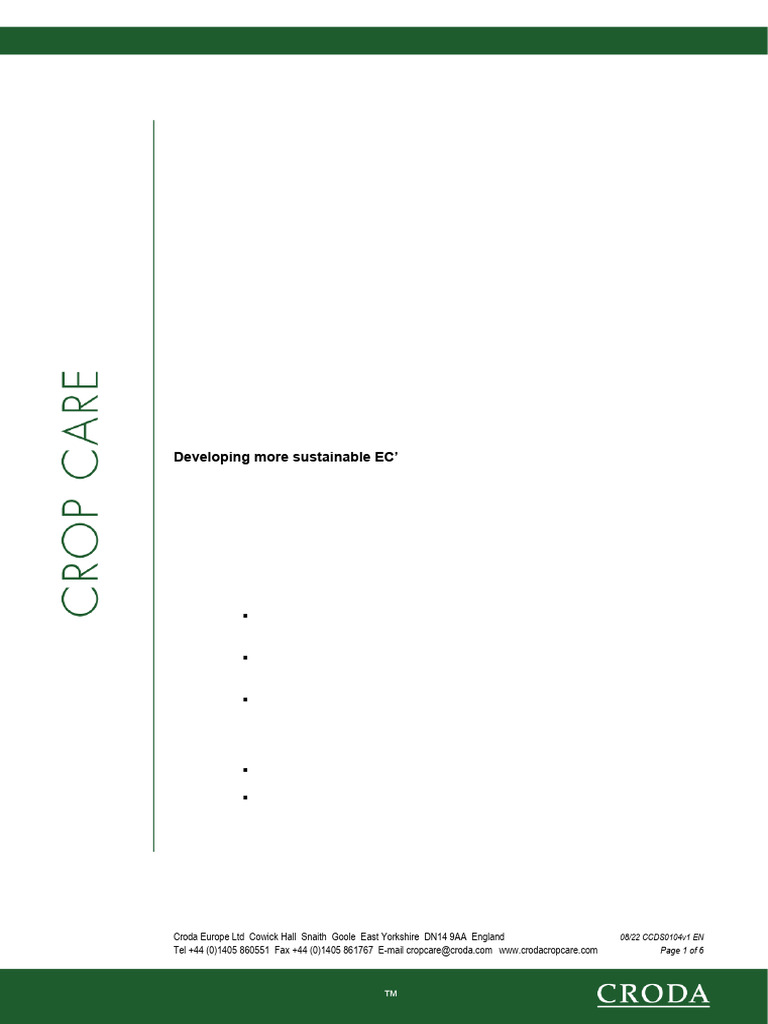 Sustainable EC Formulation Guide | PDF | Emulsion | Chemistry