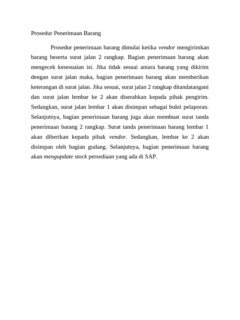 Prosedur Penerimaan Barang | PDF