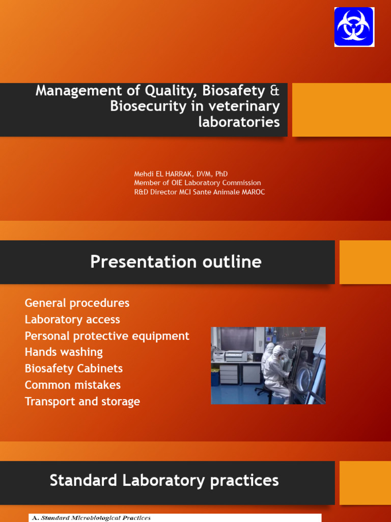 Quality and Biosafety in Veterinary Labs | PDF | Personal Protective ...
