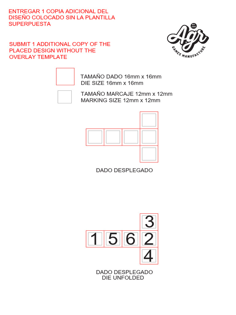 Plantilla-Template Dice D6 16mm 2023 (1) | PDF