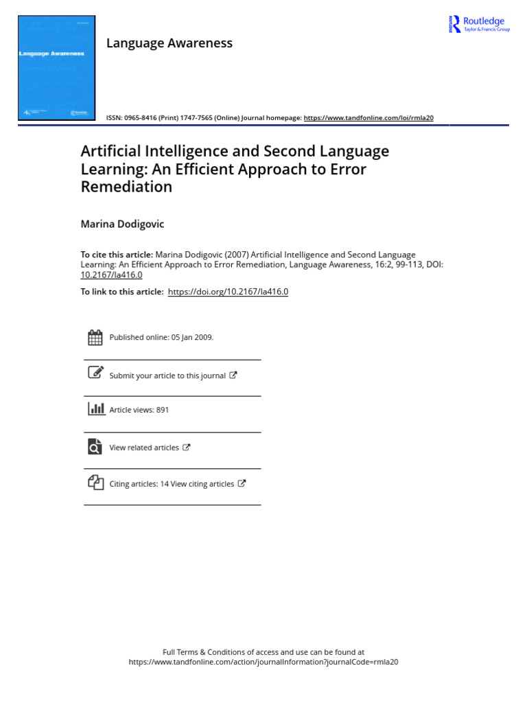 AI in Second Language Error Correction | PDF | Second Language ...