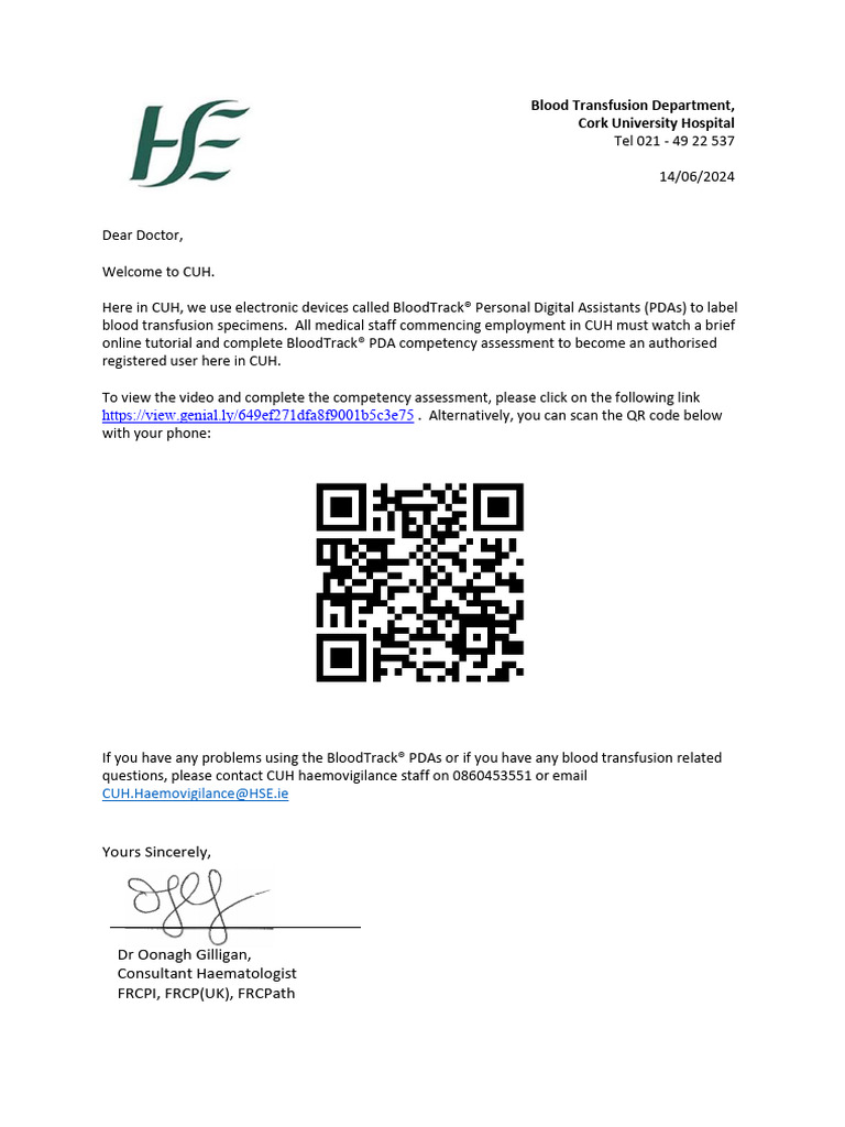 BloodTrack Letter | PDF