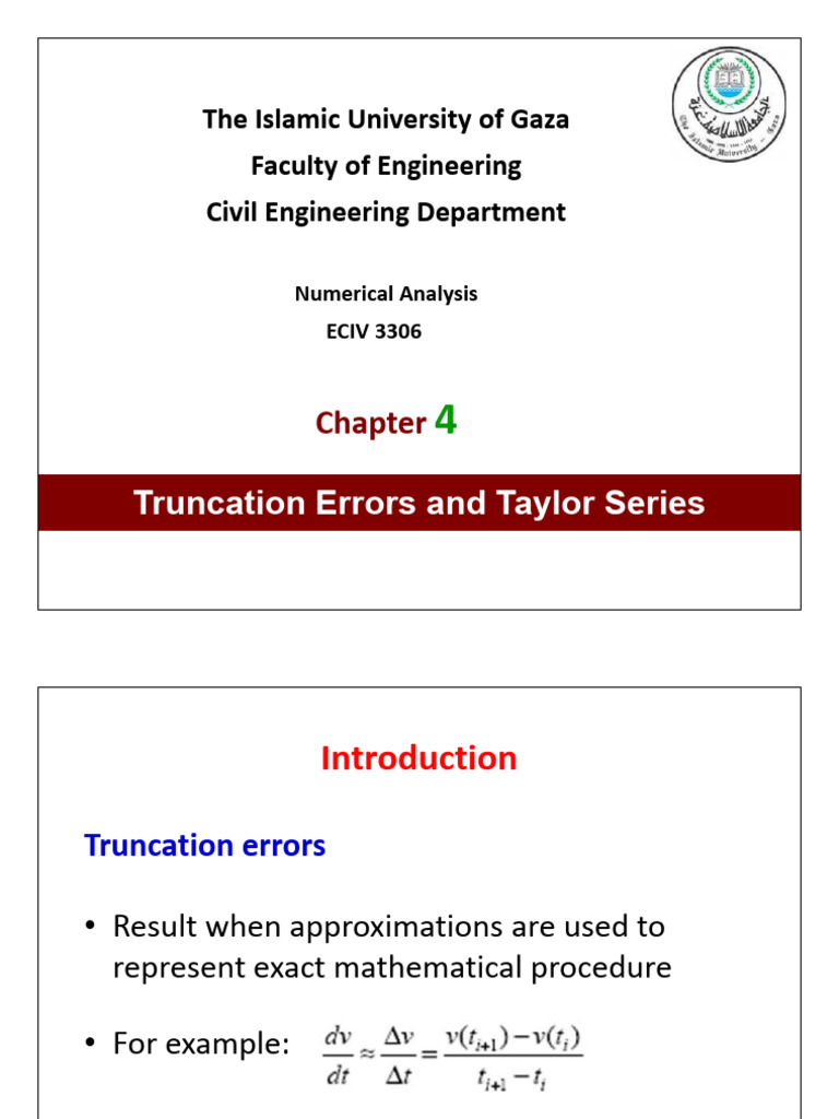Truncation Errors in Taylor Series | PDF | Mathematics Of Computing ...