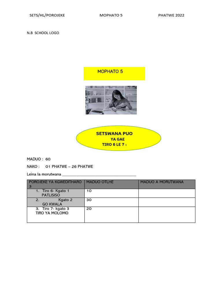 Setswana Project Guidelines Mophato 5 | PDF