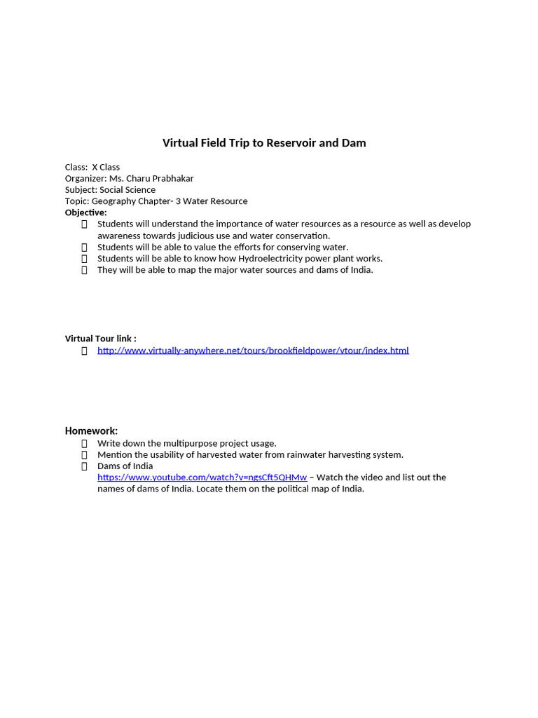 Class X Virtual Field Trip Plan | PDF