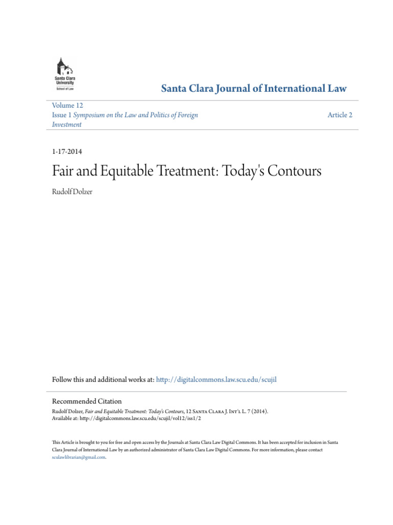 Fair and Equitable Treatment in Investment | PDF | Business Law | Justice