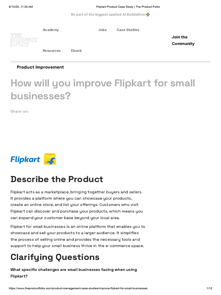 Enhancing Flipkart for Small Businesses | PDF | Sales | E Commerce