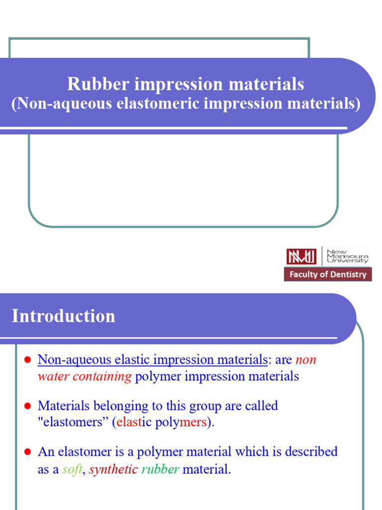 Overview of Rubber Impression Materials | PDF | Materials | Chemical ...