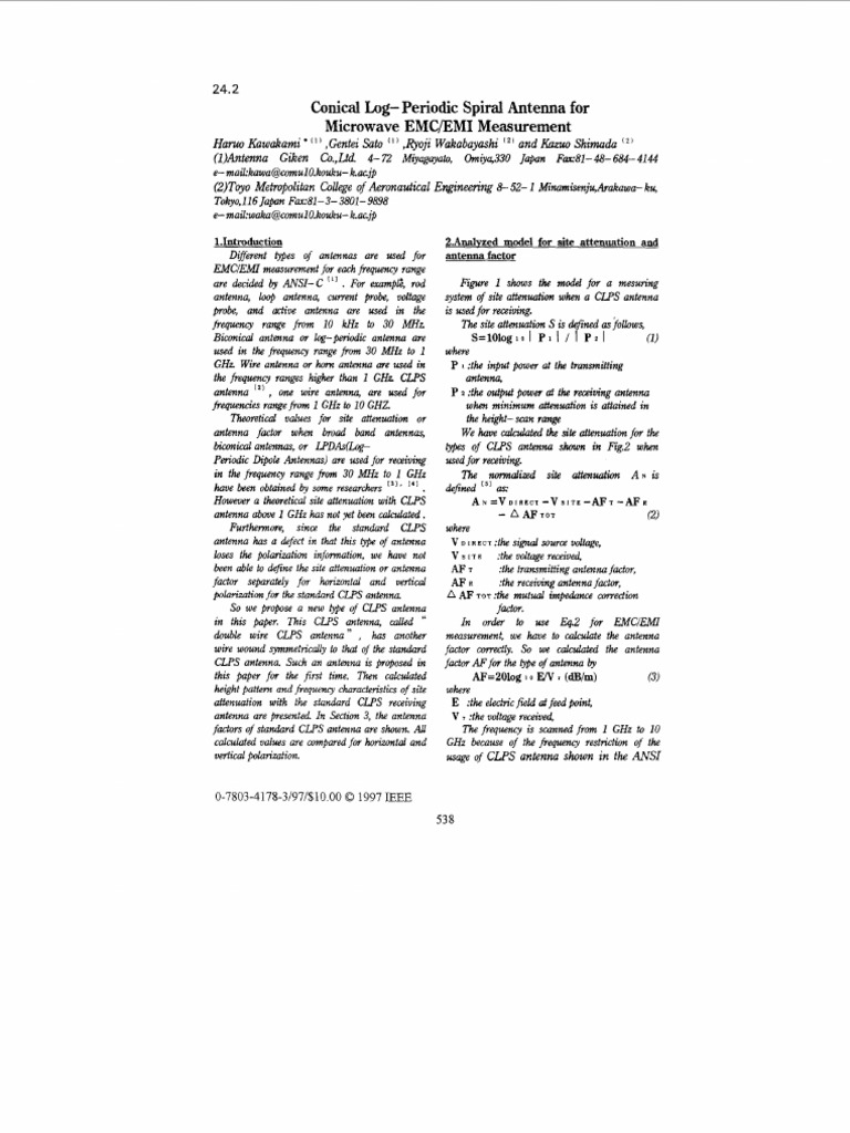 Conical Log-Periodic Spiral Antenna Analysis | PDF | Antenna (Radio ...