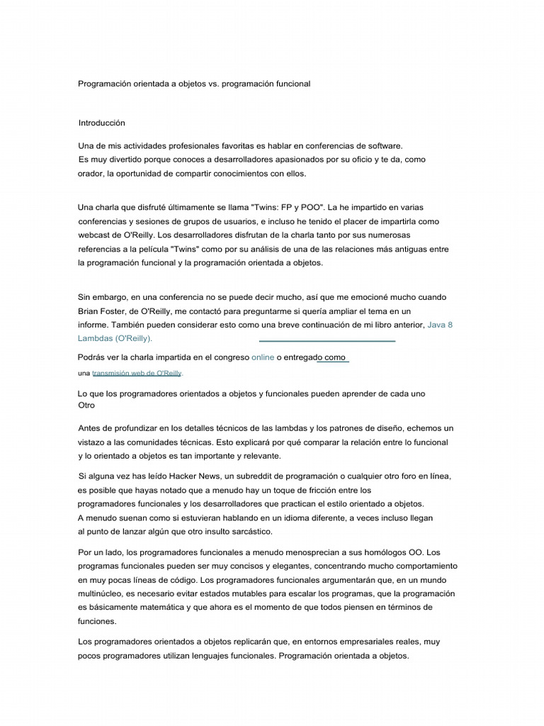 Object-Oriented vs. Functional Programming - ESP | PDF | Función ...