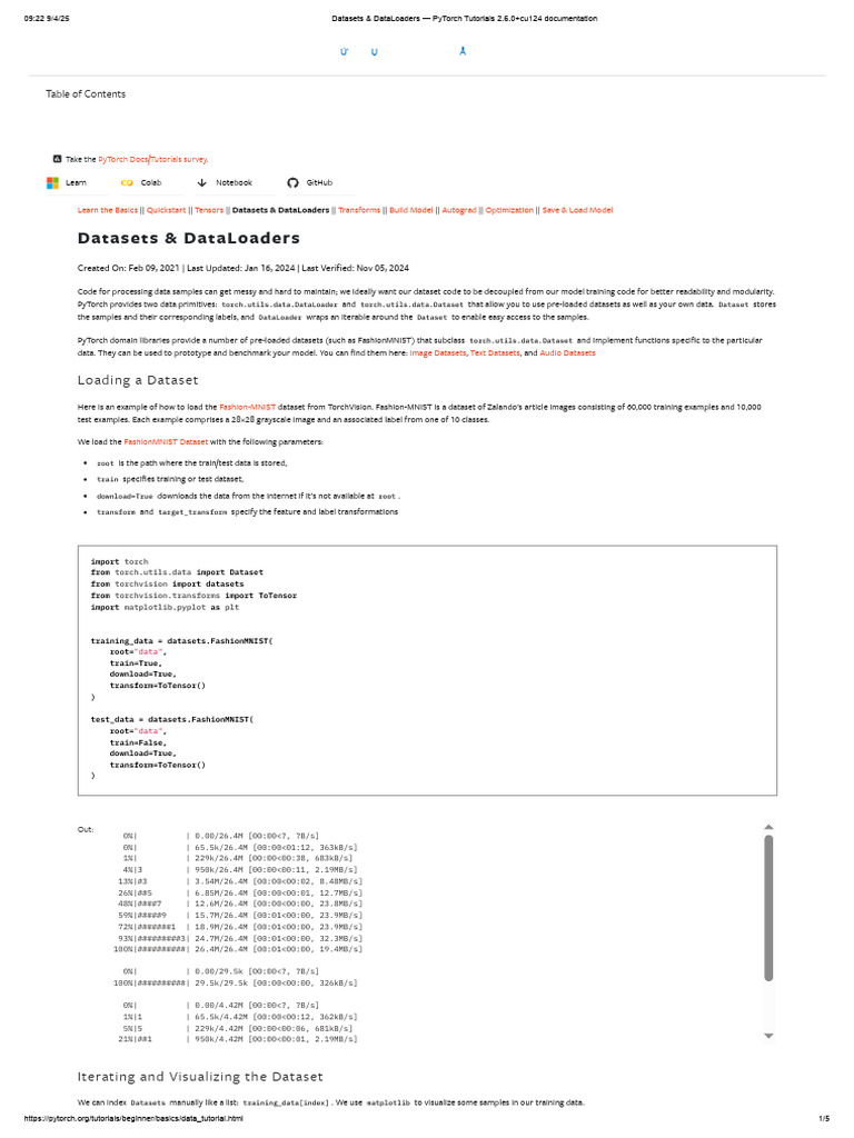 PyTorch Datasets and DataLoaders Guide | PDF | Software | Information ...