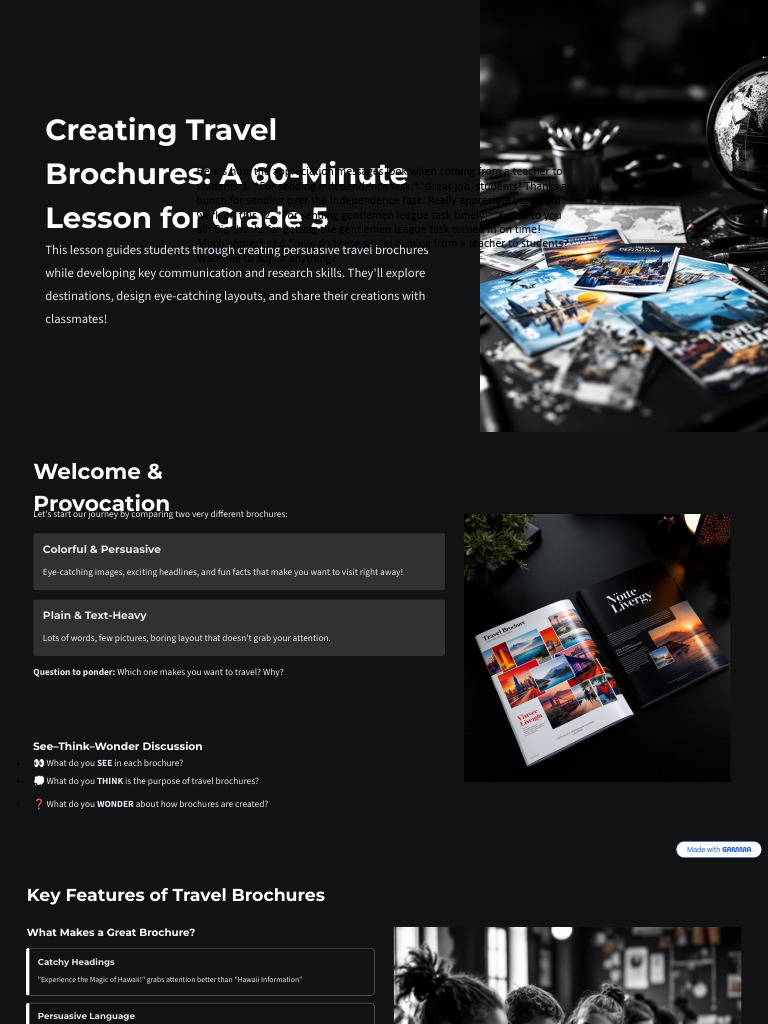 Grade 5 Travel Brochure Project Guide | PDF | Human Communication ...