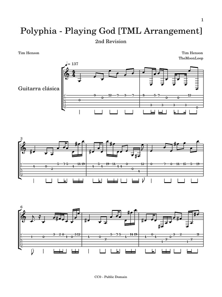 Polyphia - Playing God (TML Arrangement) | PDF