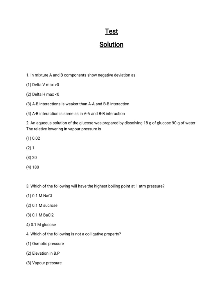 Solution Test | PDF