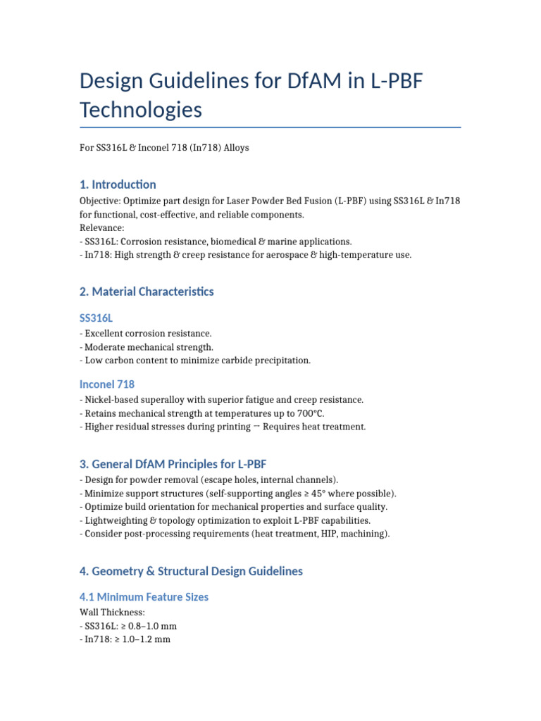 DfAM Design Guidelines for SS316L & In718 | PDF | Physical Sciences ...