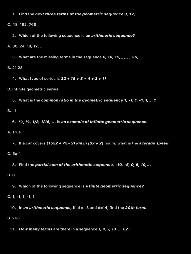 Find The Next Three Terms of The Geometric Sequence 3, 12 | PDF ...