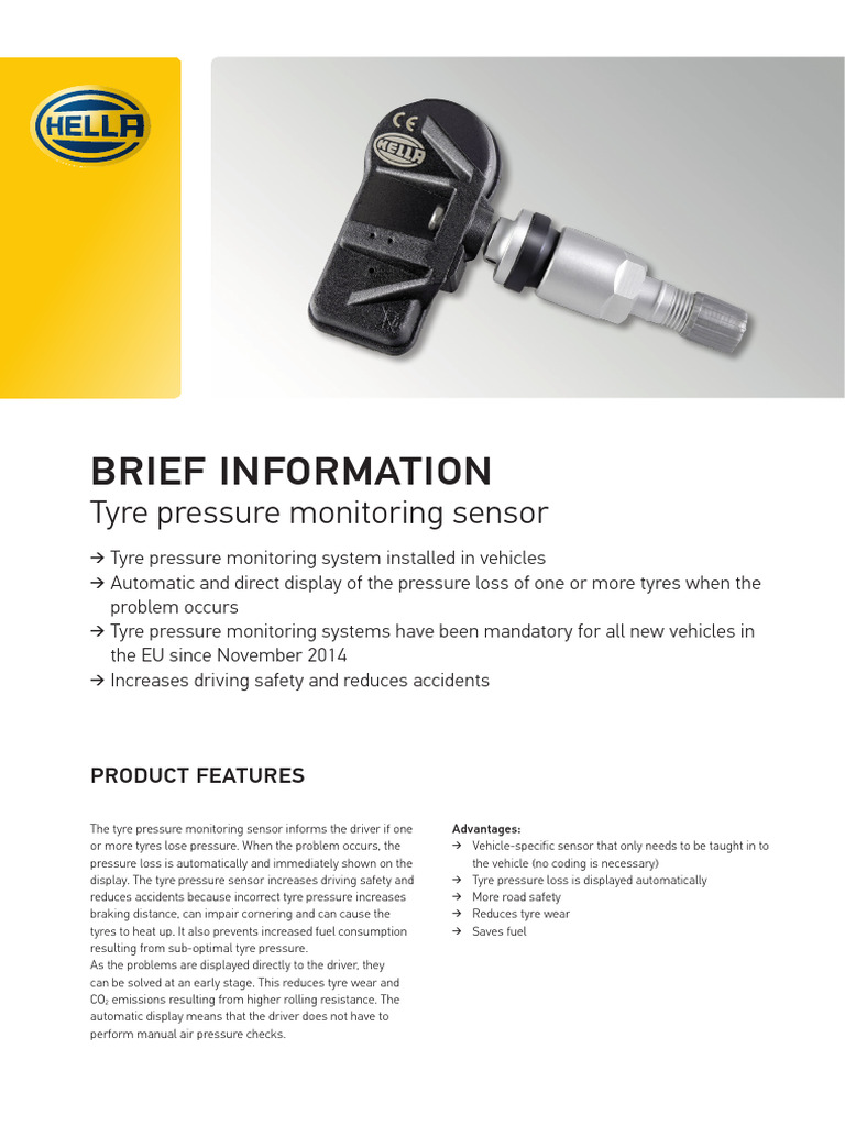 1682 Ki Tyre Pressure Sensor Hella en | PDF | Tire | Sports Cars