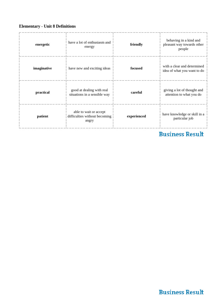 RLT 01 Ha Unit 8 Vocabulary1 | PDF