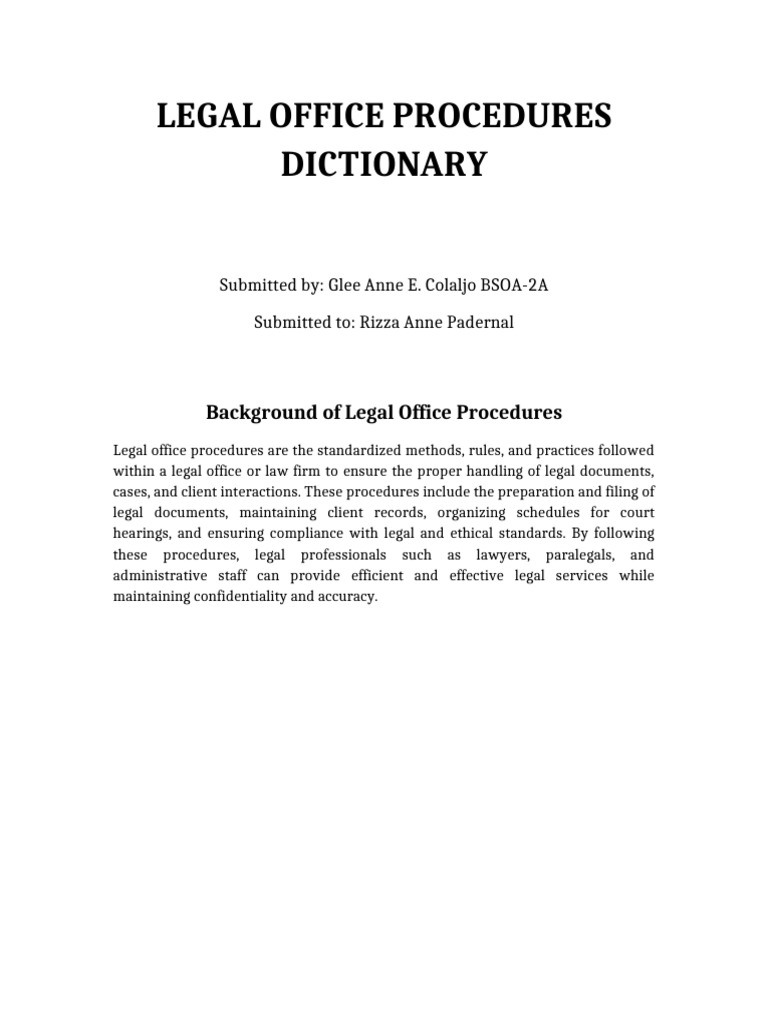 Legal Office Procedures Overview | PDF