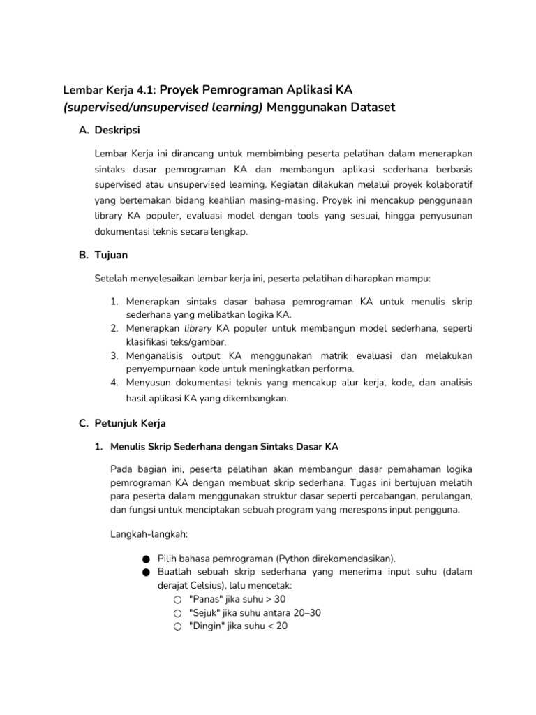 (Supervised/unsupervised Learning) : Proyek Pemrograman Aplikasi KA ...