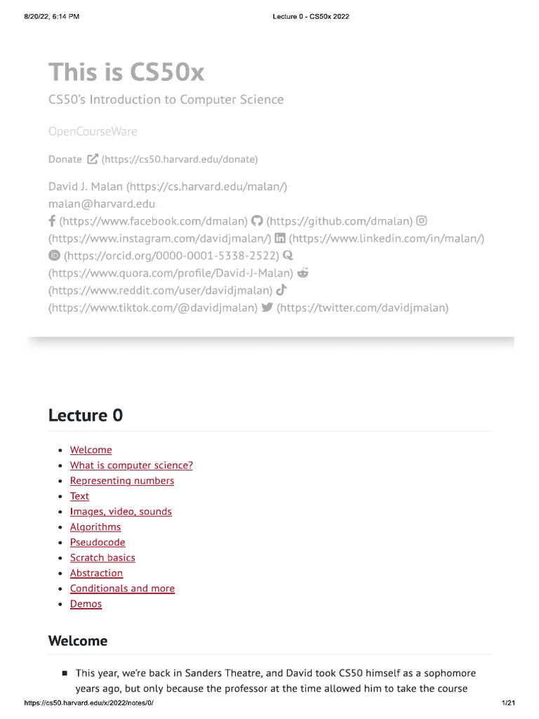 Lecture 0 - Scratch | PDF