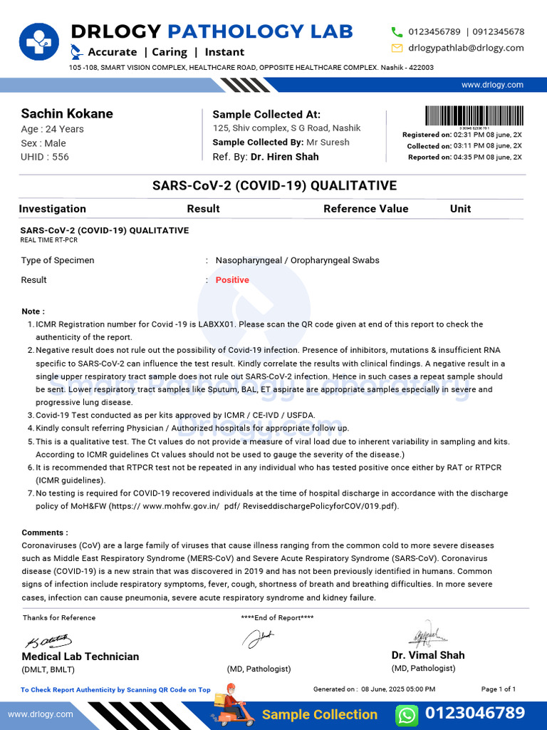 COVID-19 Test Result Summary | PDF | Respiratory Diseases | Diseases ...