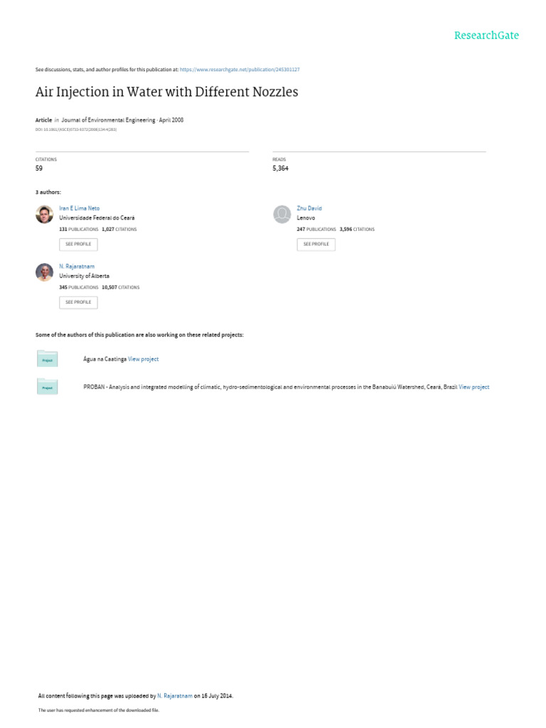 Air Injection in Water Nozzle Study | PDF | Turbulence | Flow Measurement