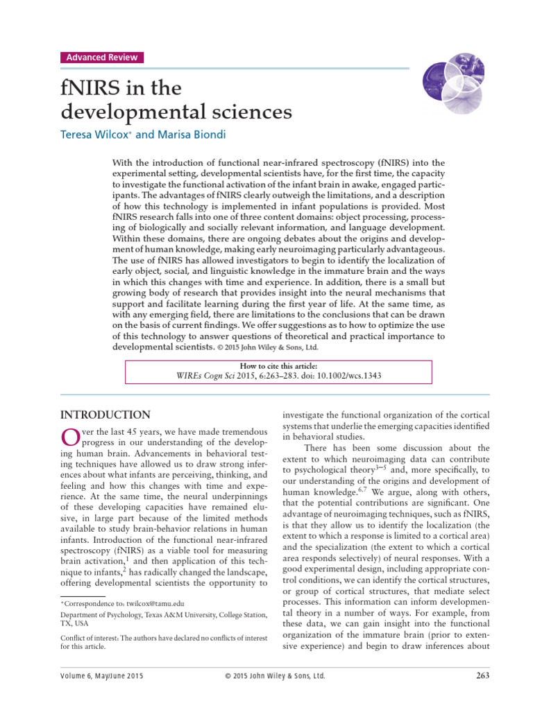 fNIRS Applications in Infant Brain Research | PDF | Functional Magnetic ...