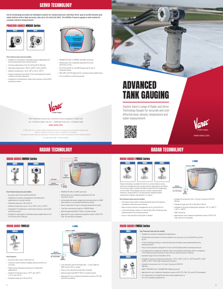 Varec Radar & Servo Tank Gauges Overview | PDF | Radar | Electrical ...