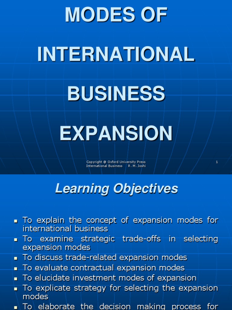 Modes of International Business Expansion | PDF | International ...