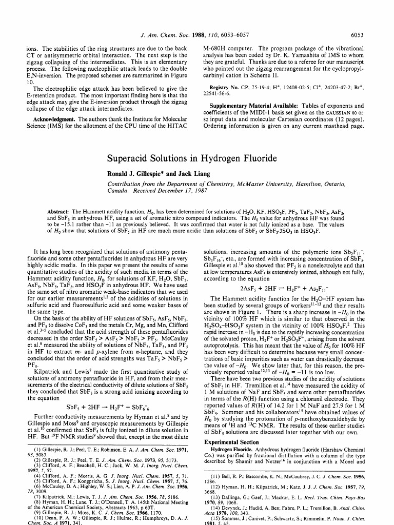 Hammett Acidity in HF Solutions | PDF | Acid | Distillation