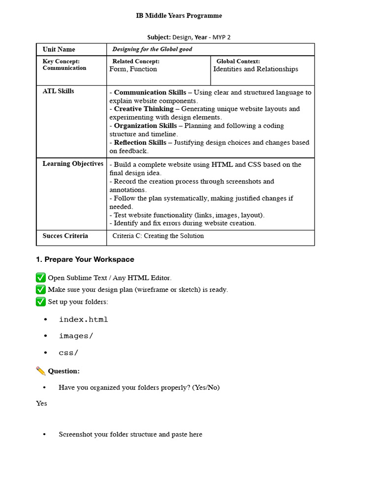 Criteria C MYP2 WedDevelopment | PDF | Page Layout | Computing