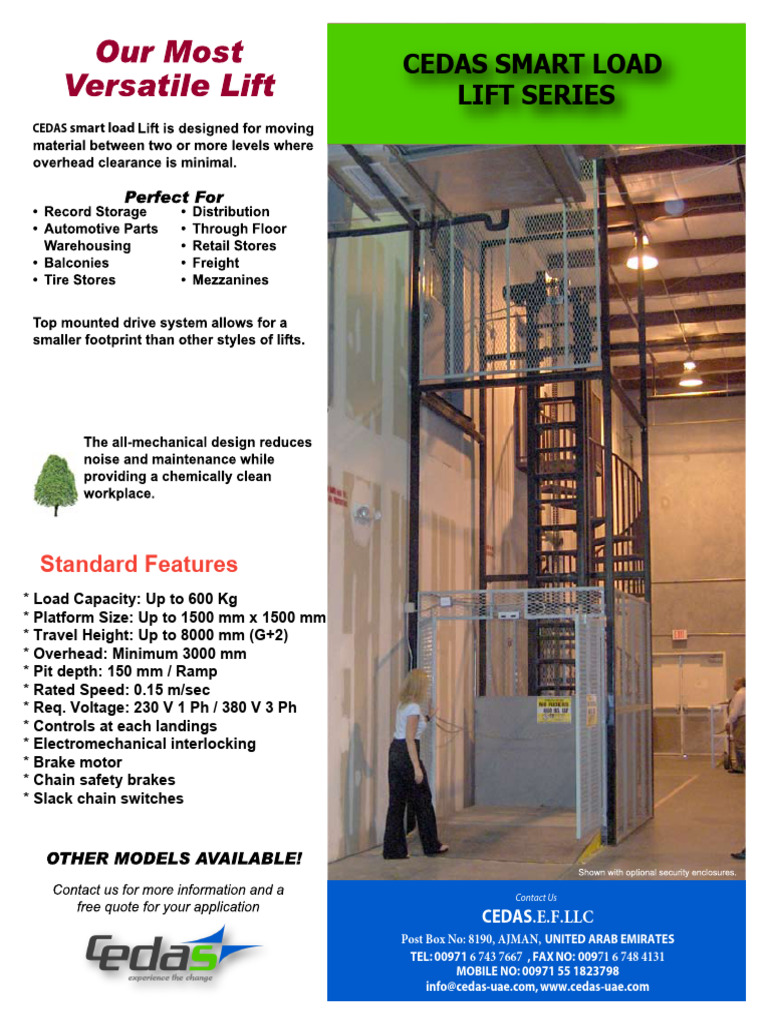 Cedas Smartload Materials Lift Electromechanical 2 & 4 Pole | PDF