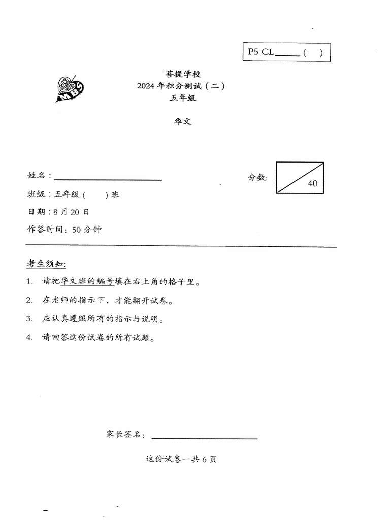 2024 P5 Chinese Term 2 Review Maha Bodhi 2 | PDF