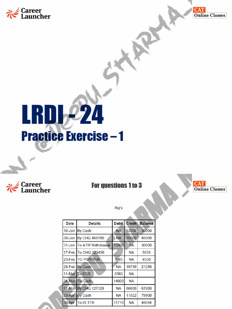 LRDI 24 Q Practice Exercise-1 @deepu - SH | PDF | Pen | T Shirt