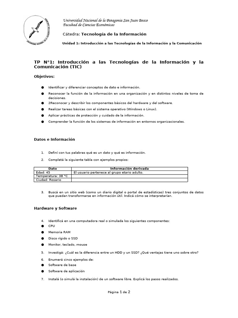 TP1 - Introducción A La Tecnologías de La Información y Comunicación | PDF | Archivo de ...