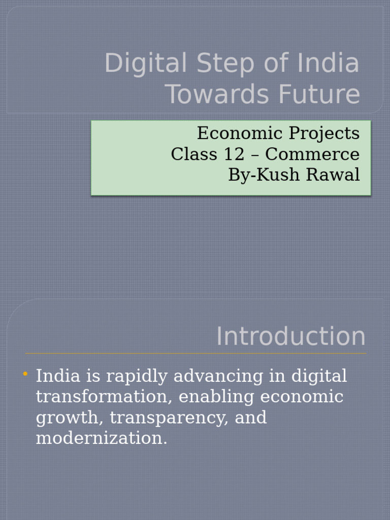 Digital Step of India Towards Future Economic Projects | PDF ...