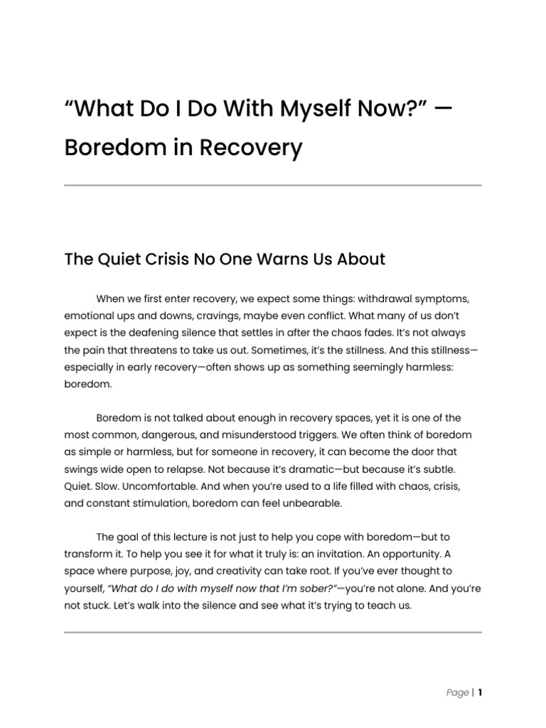 Boredom in Recovery | PDF | Fear | Psychology