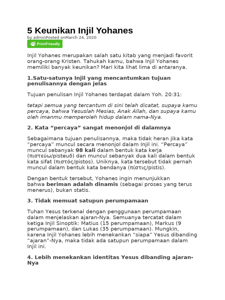 Keunikan Injil Yohanes yang Menarik | PDF