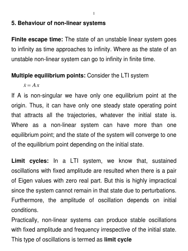 Behaviour of Nonlinear Systems | PDF | Nonlinear System | Oscillation