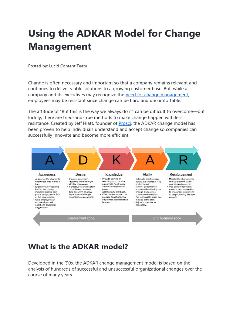 Using_the_ADKAR_Model_for_Change_Management (1) | PDF | Change ...