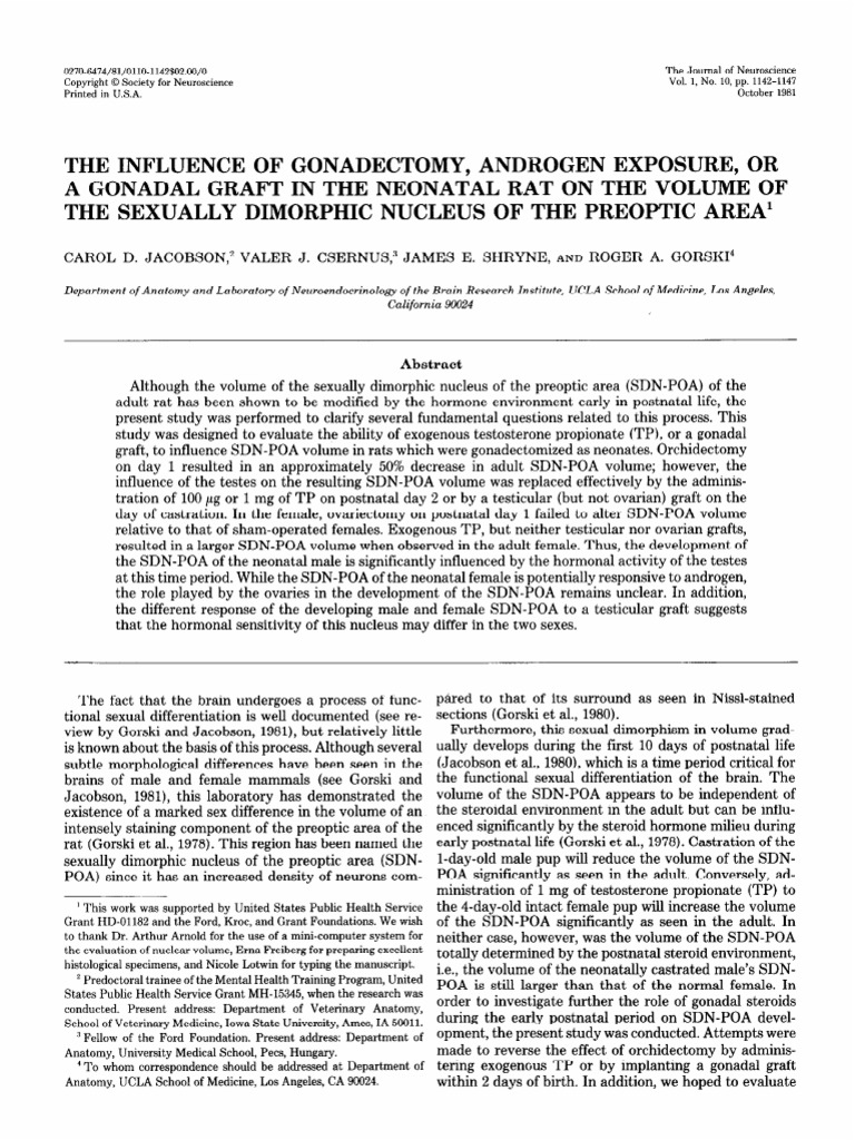 1981 Jacobson Et Al (The Influence of Gonadectomy... ) | PDF | Androgen ...