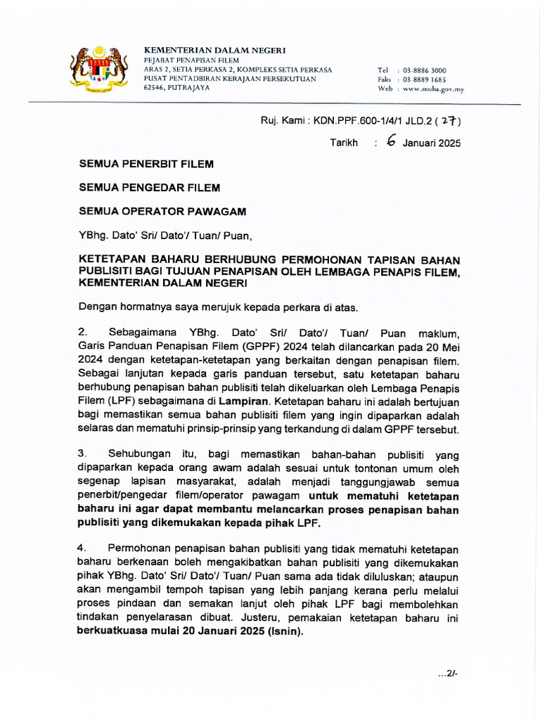 Surat Ketetapan Baharu - Bahan Publisiti | PDF